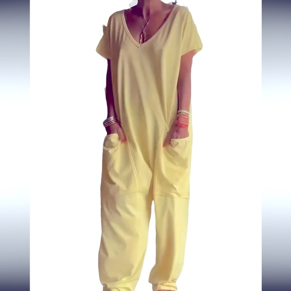 Pants & Jumpsuits | Bright Yellow Jumpsuit With Pockets Womens 2x ...